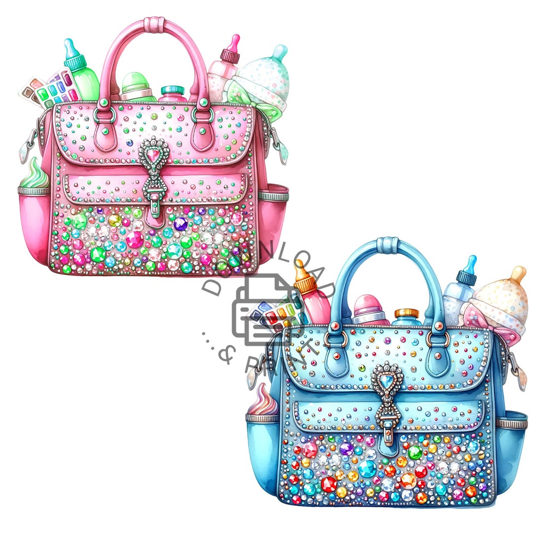 Diaper Bag Clipart, Watercolor Bling Diaper Bag Transparent PNG, Diaper ...