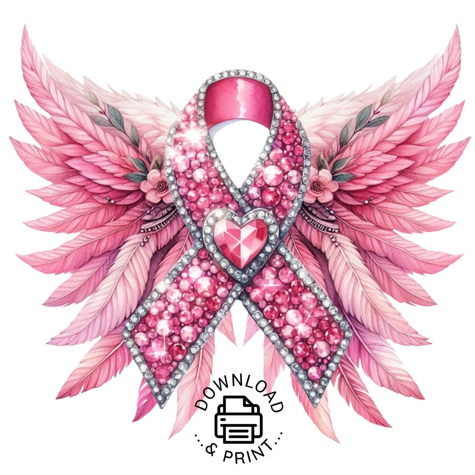 Angel Wings Pink Ribbon Png, Breast Cancer Awareness Png, in Loving ...