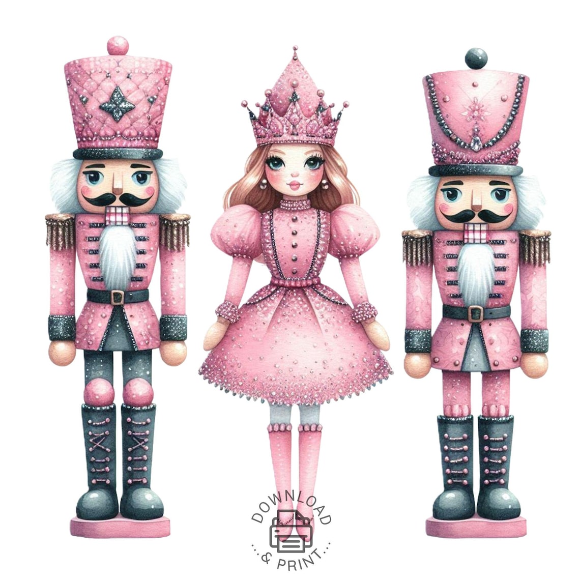 Pink Nutcracker Friends PNG, Pink Christmas PNG, Christmas Png, Retro ...