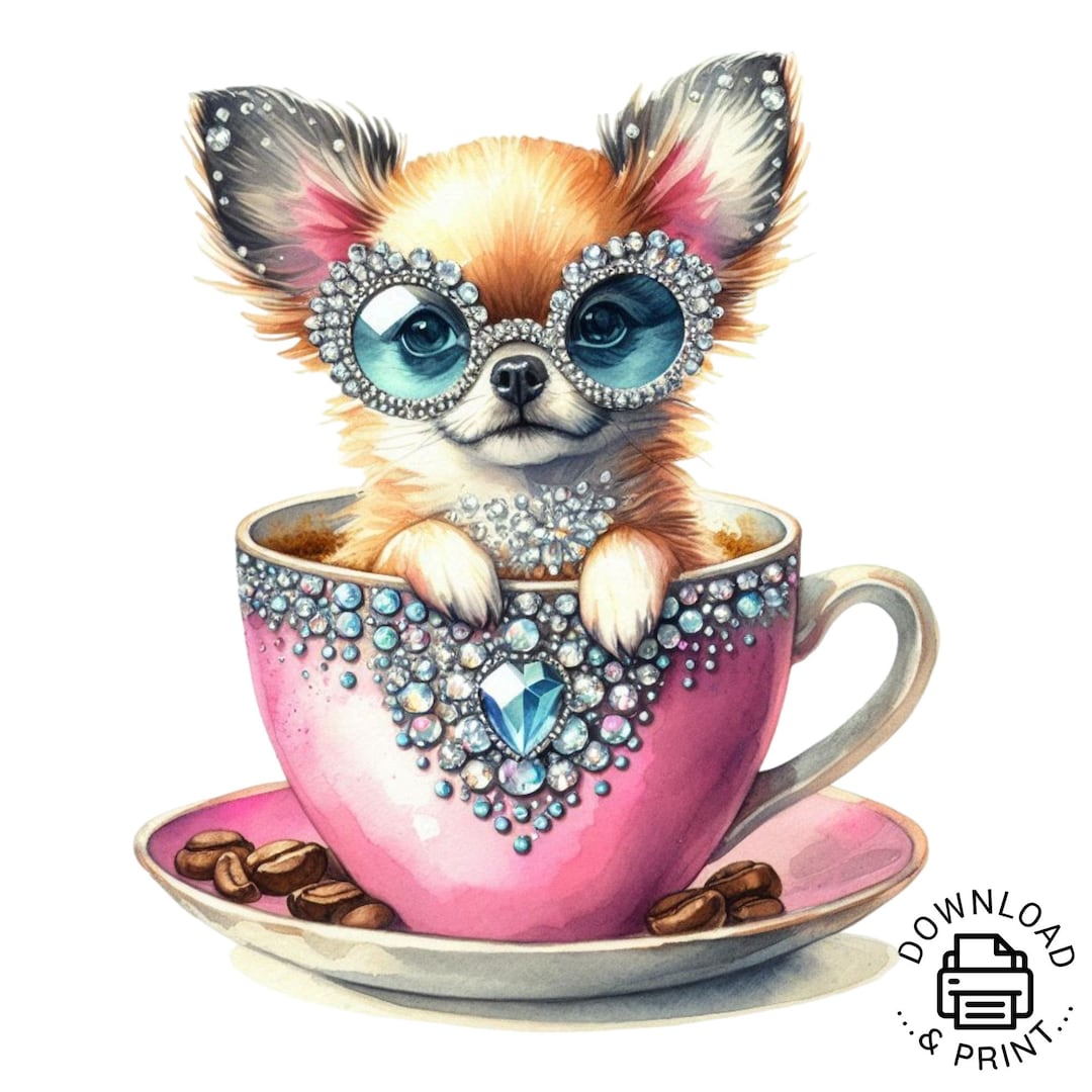 Chihuahua Clipart | Watercolor Chihuahua Coffee PNG | Chihuahua PNG ...