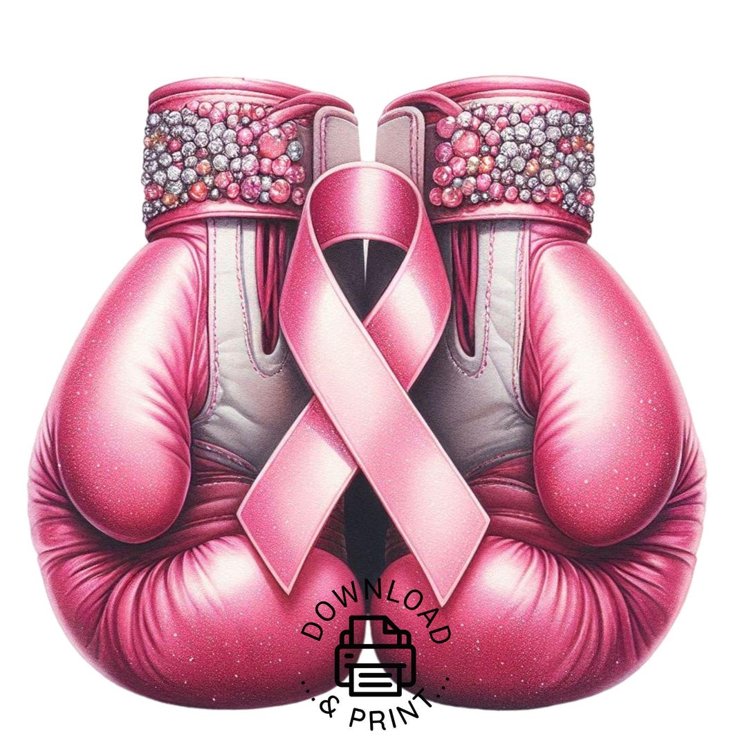 Breast Cancer Clipart, Pink Ribbon Boxing Gloves Clipart, Pink Boxing ...