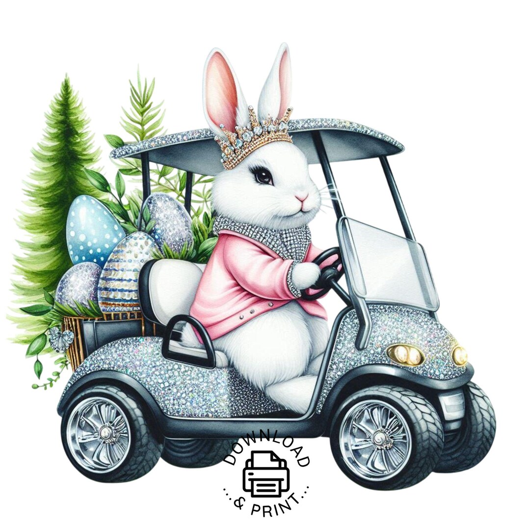 Golf Cart Clipart, Easter Golf Cart Clipart, Nursery Easter Bunny Golf ...