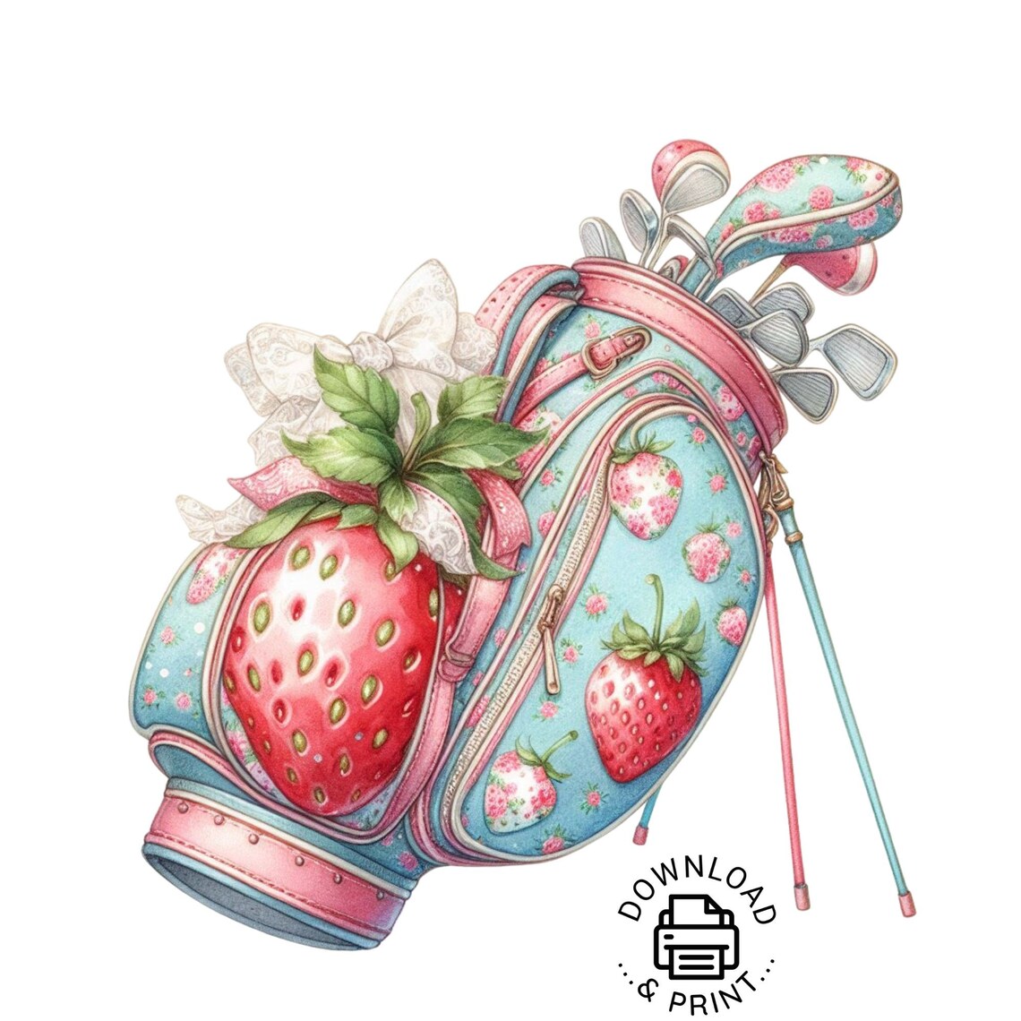 Golf Bag Clipart, Watercolor Golf Bag Sports Girl Clipart Nursery ...