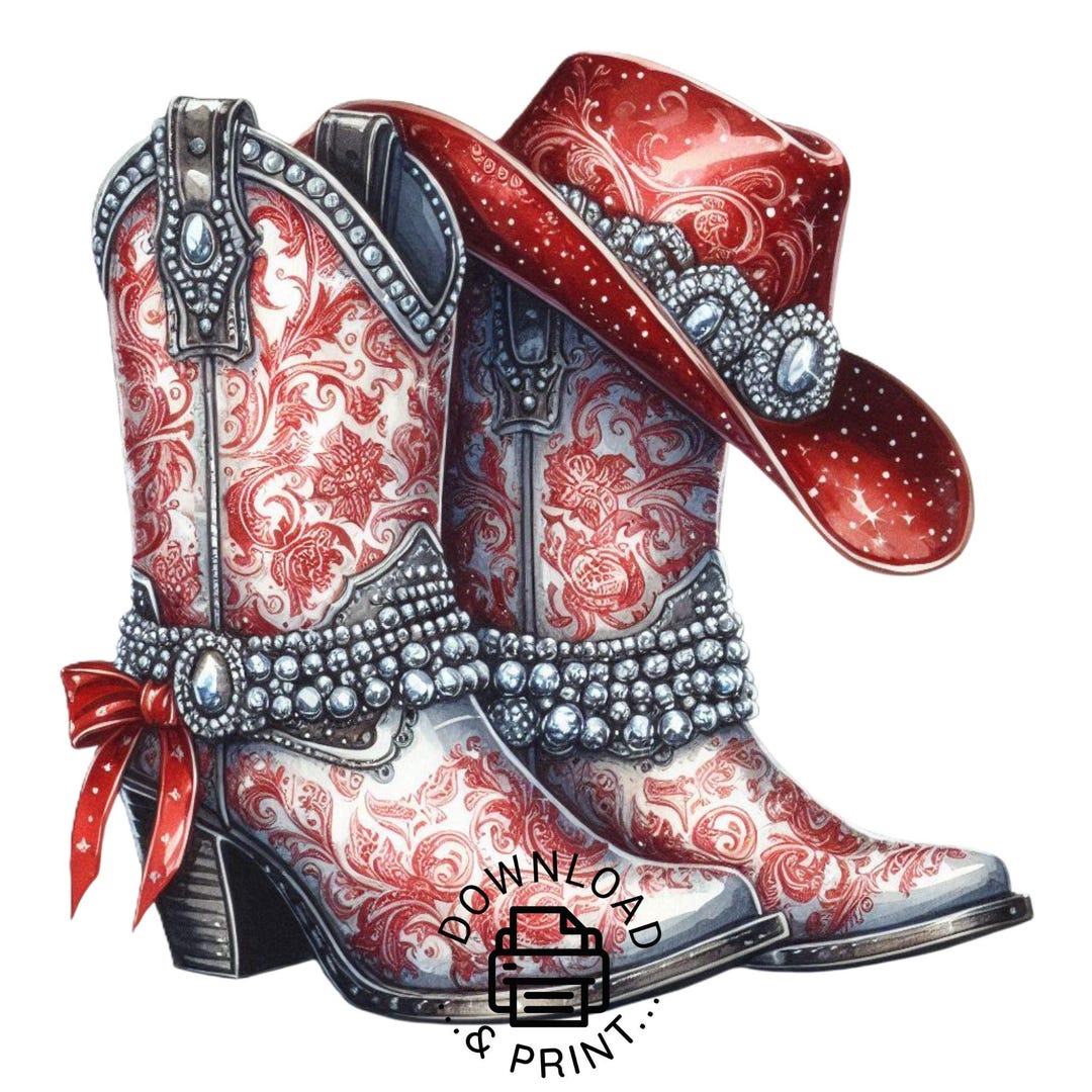 Watercolor Western Cowgirl Boots Clipart, Watercolor Western Boots PNG ...