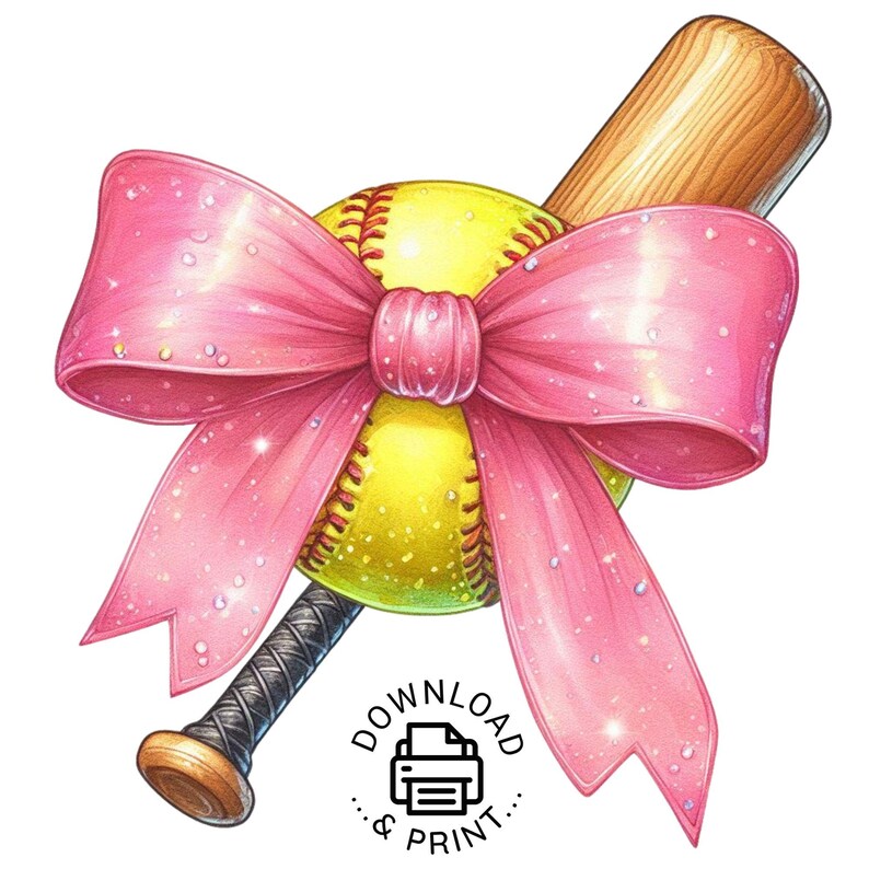 Watercolor Softball Ribbon Clipart, Sport Team PNG (digital Download ...