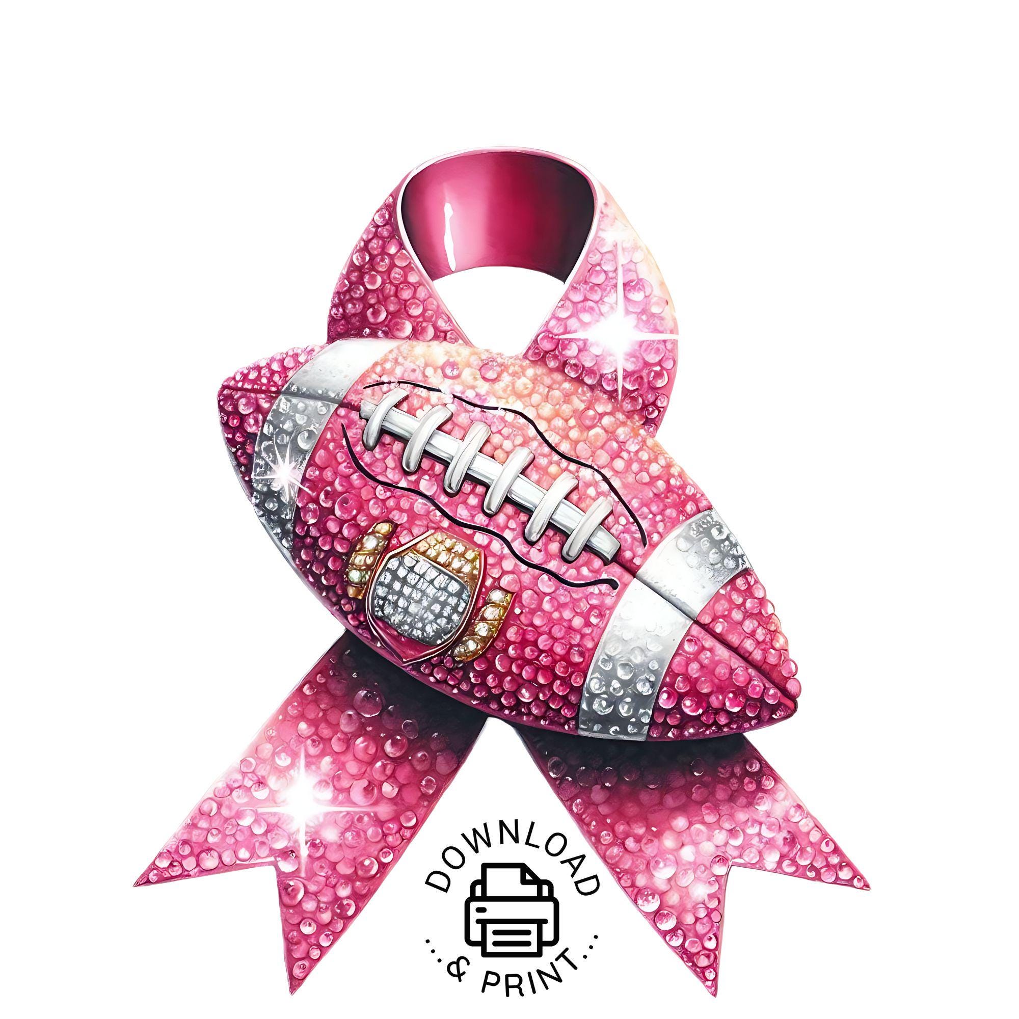 Pink Football Clipart, Football Sublimation, Pink Ribbon Football ...