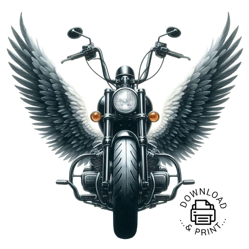 Watercolor Black Motorcycle Angel Wings Clipart, Black Angel Wings ...