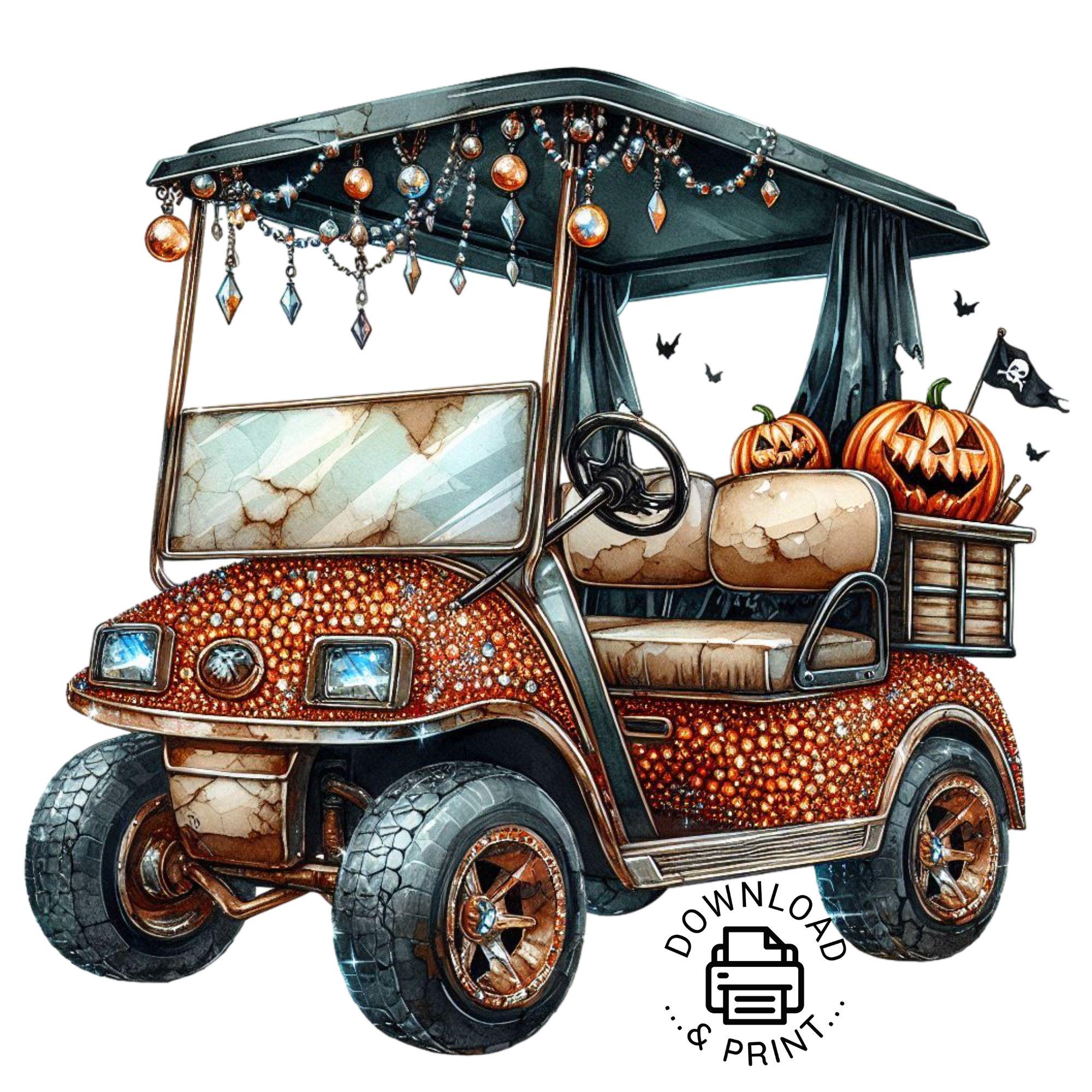 Halloween Golf Cart Clipart, Brown Pastel Golf Cart Clipart, Golfer PNG ...