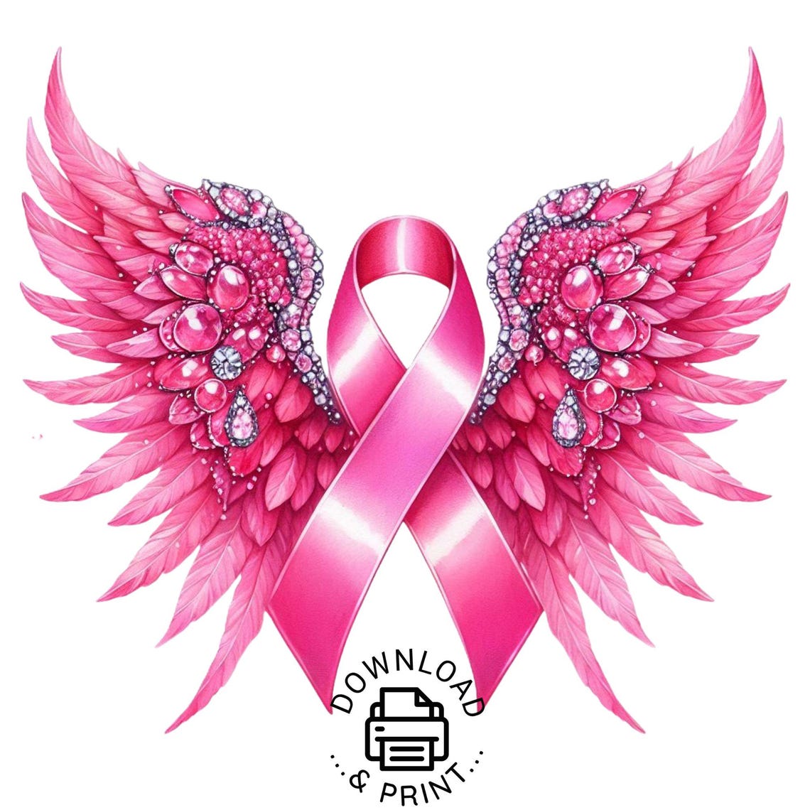 Angel Wings Pink Ribbon Png, Breast Cancer Awareness Png, in Loving ...