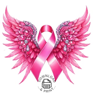 Angel Wings Pink Ribbon Png, Breast Cancer Awareness Png, in Loving ...
