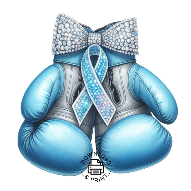Light Blue Boxing Gloves Clipart, Colon Cancer Ribbon Boxing Gloves ...