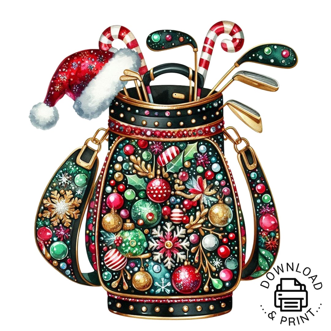 Christmas Golf Bag PNG Clipart, Watercolor Golf Bag Sports Clipart ...