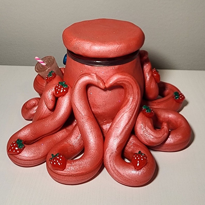 Pearlescent Pink Strawberry 2oz Octopus Jar - Etsy