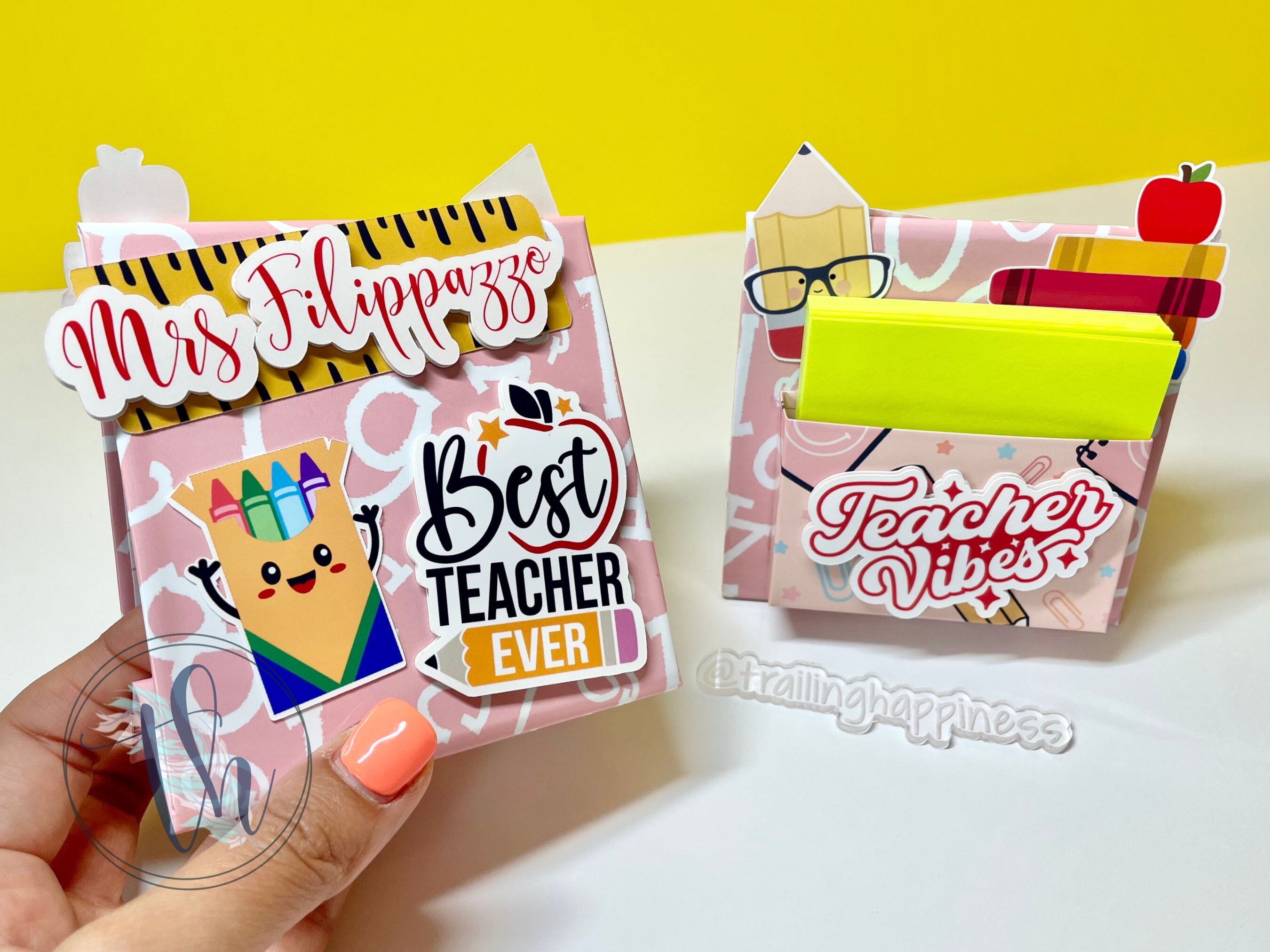 Personalized Teacher Gift Post It Note Holder, Teacher Appreciation ...