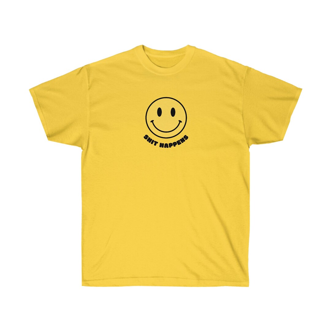 Retro Happy Face Shit Happens Tee - Etsy