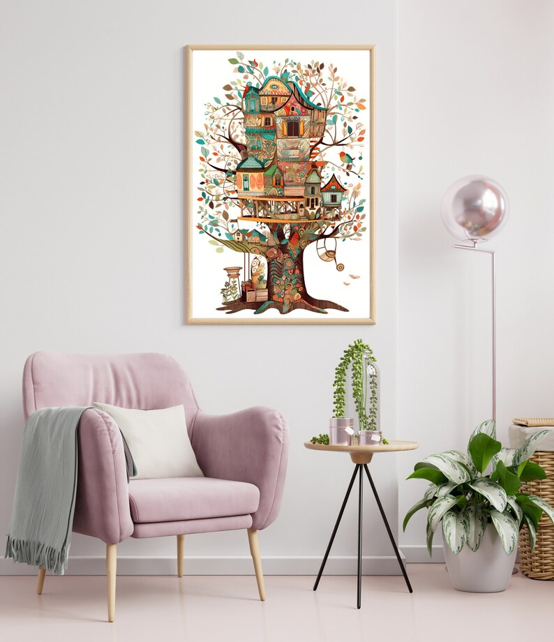Digital Print Treehouse Wall Art Print Children Wall Decor Art - Etsy