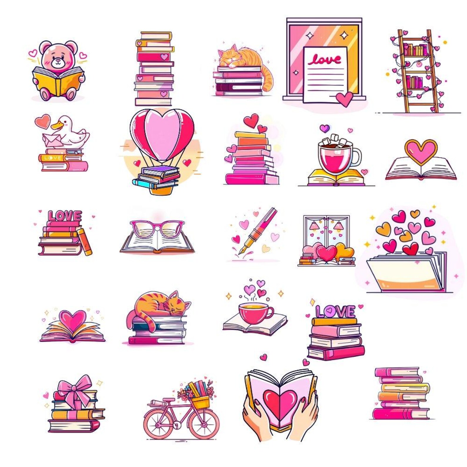 Book Lovers Clipart Bundle, PNG Images (digital Download) - Etsy