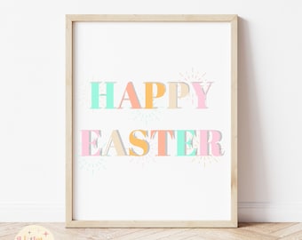 Happy Easter Printable, Easter Sign, 8x10, 16x20, Happy Easter Wall Art ...