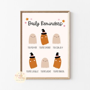 Cute Halloween Print, Daily Reminders Print, Cute Ghost Print, Daily ...
