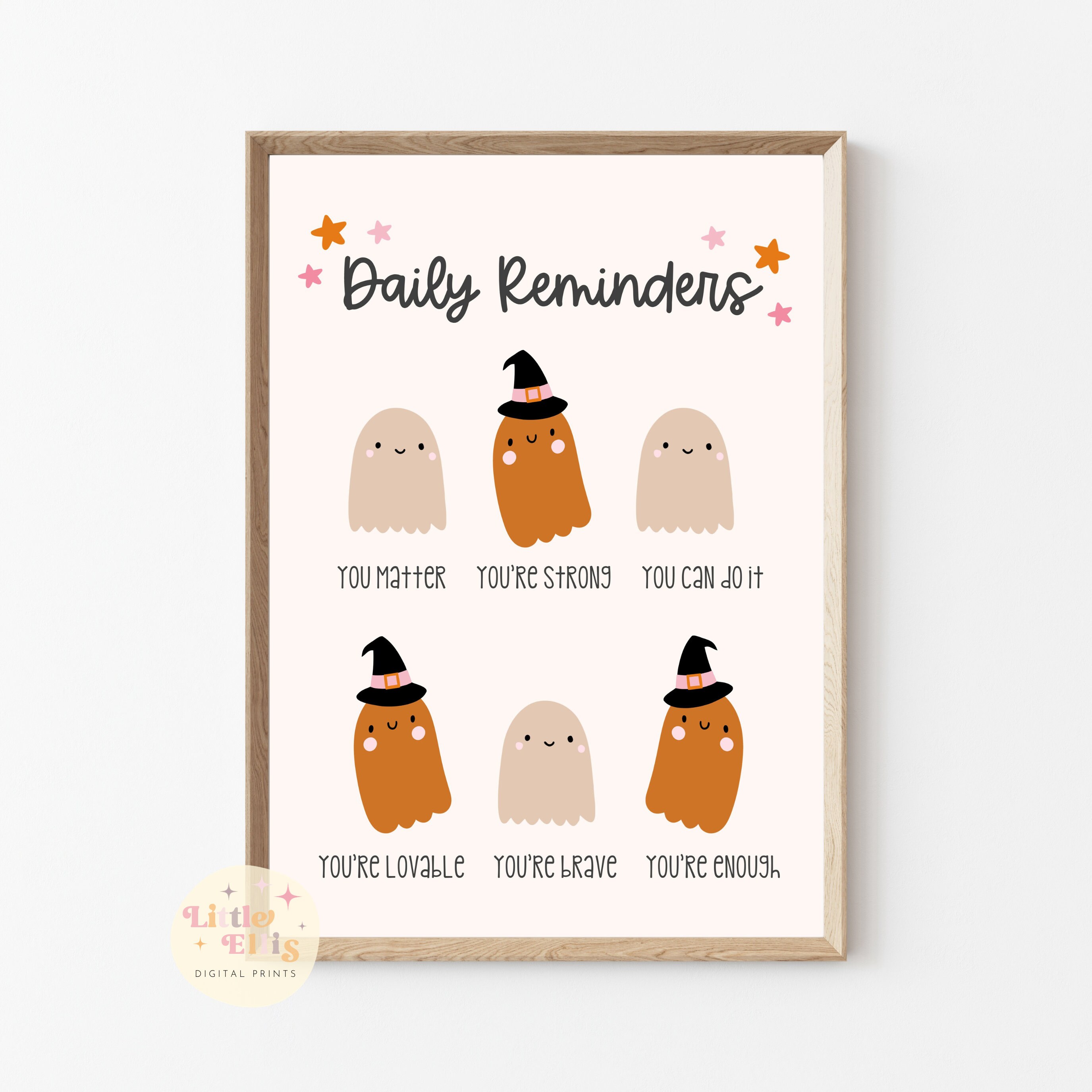 Cute Halloween Print, Daily Reminders Print, Cute Ghost Print, Daily ...