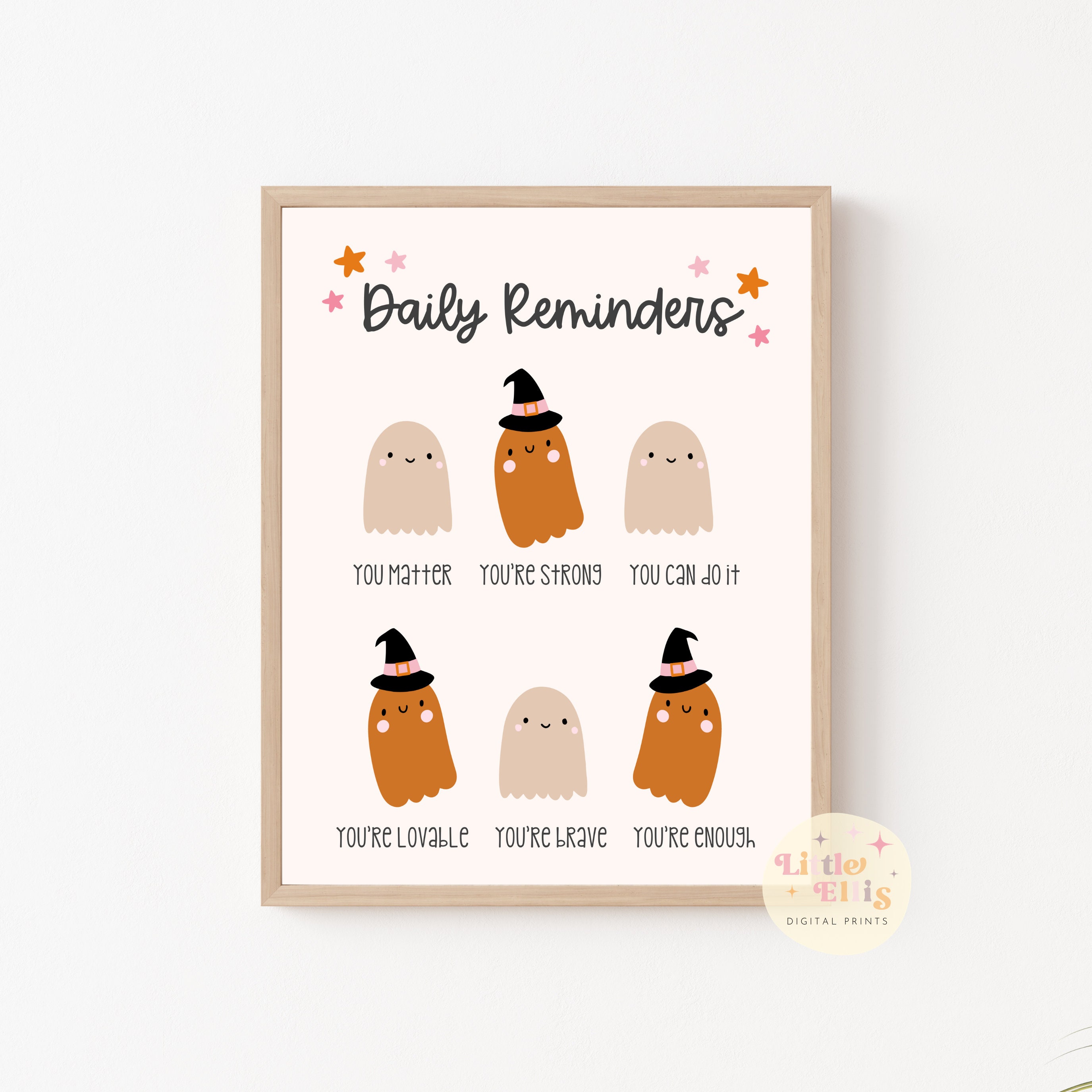 Cute Halloween Print, Daily Reminders Print, Cute Ghost Print, Daily ...