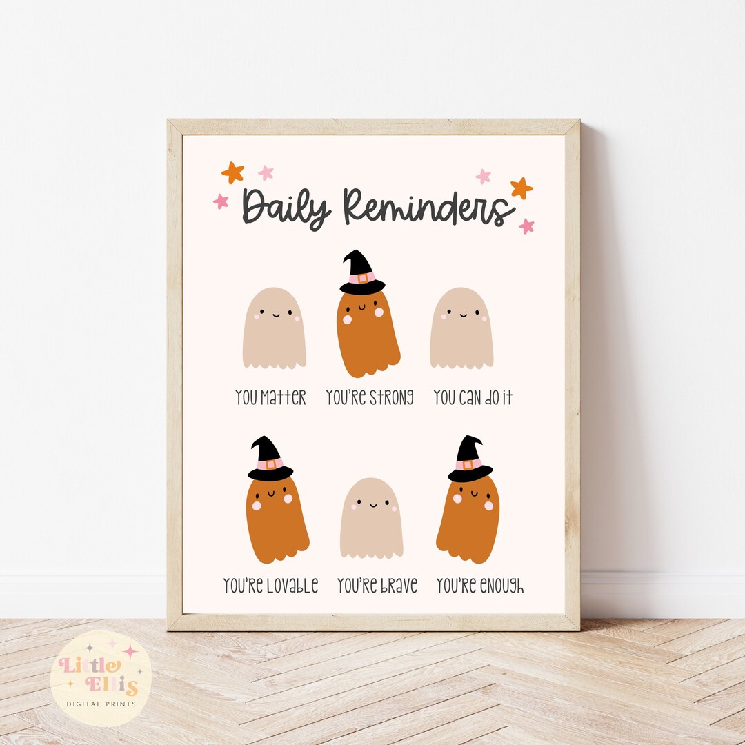 Cute Halloween Print, Daily Reminders Print, Cute Ghost Print, Daily ...
