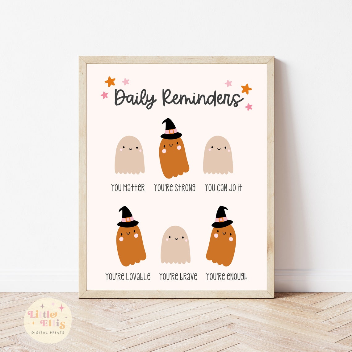 Cute Halloween Print, Daily Reminders Print, Cute Ghost Print, Daily ...
