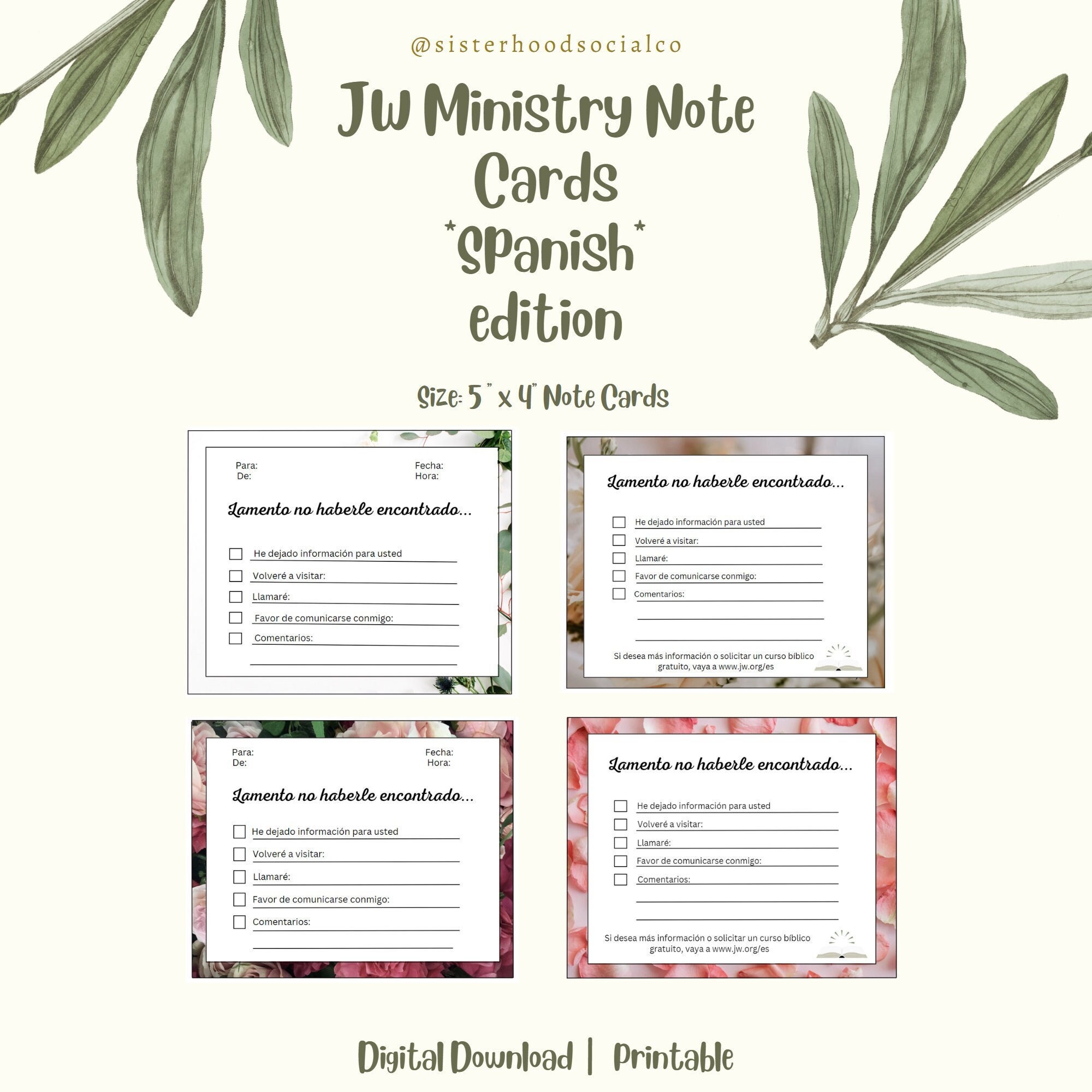 JW Preaching & Service Ministry Notes | Spanish Sorry I Missed You ...