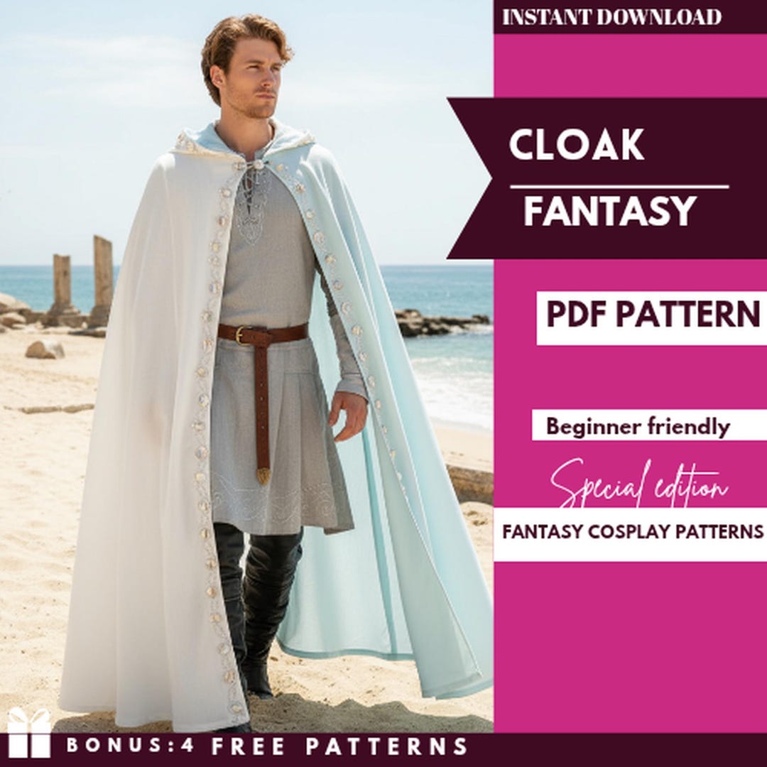Hooded Cloak Sewing Pattern PDF – Gothic Velvet Cape, Witchcore ...
