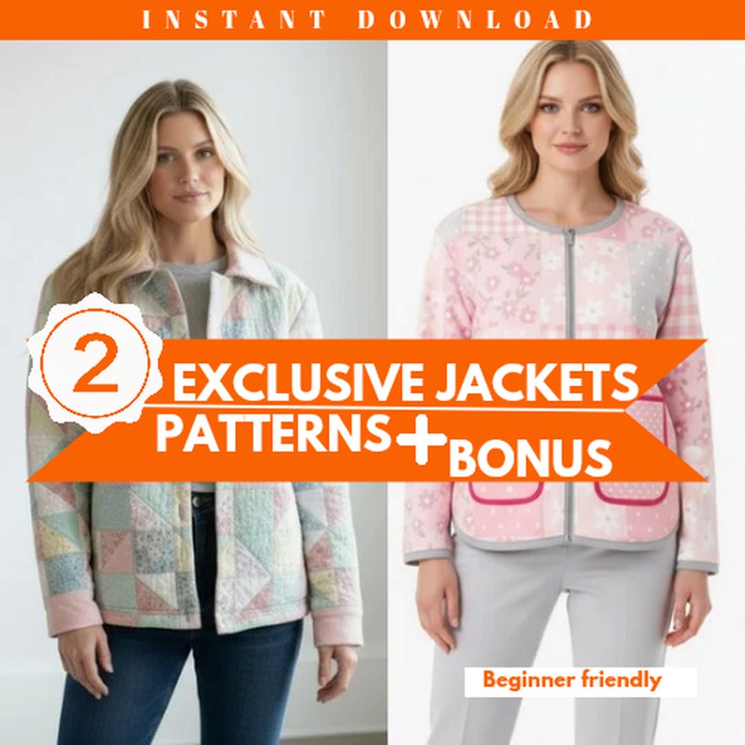 Quilted Jacket Sewing Patterns Bundle + Bonus | Patchwork Jacket PDF ...