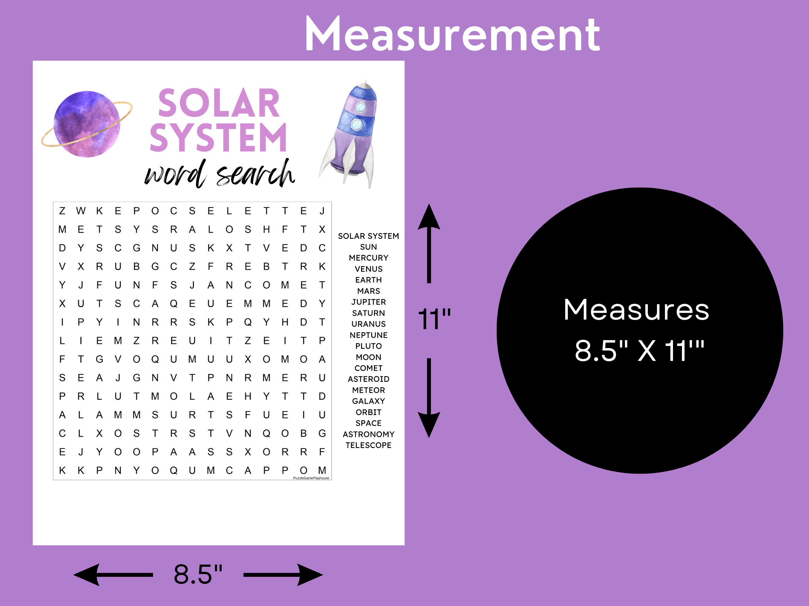 Solar System Puzzle Word Search Puzzle Solar System Unit Study Planet ...