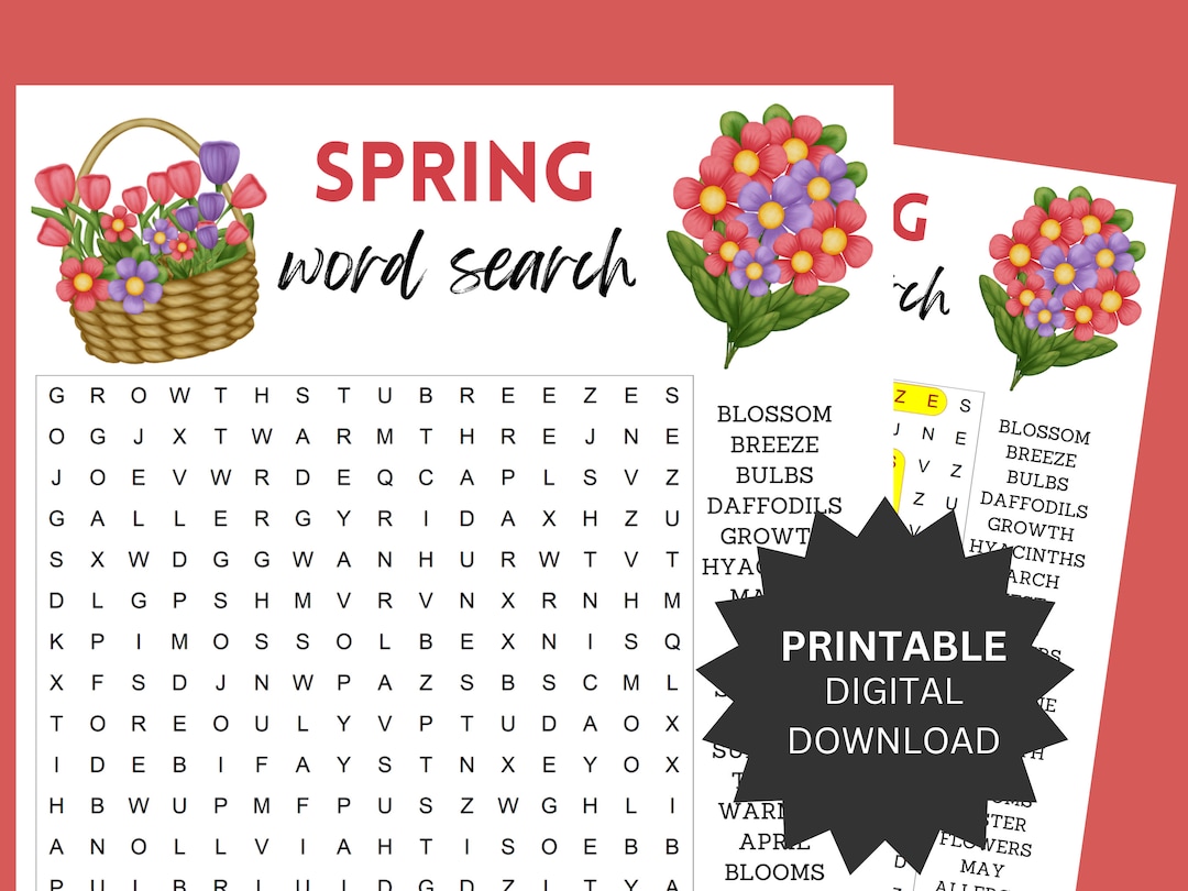 Spring Word Search Puzzle: Kids & Family Activity (PDF) - Etsy