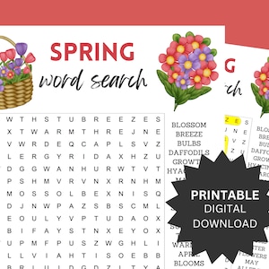 Spring Word Search Puzzle: Kids & Family Activity (PDF) - Etsy