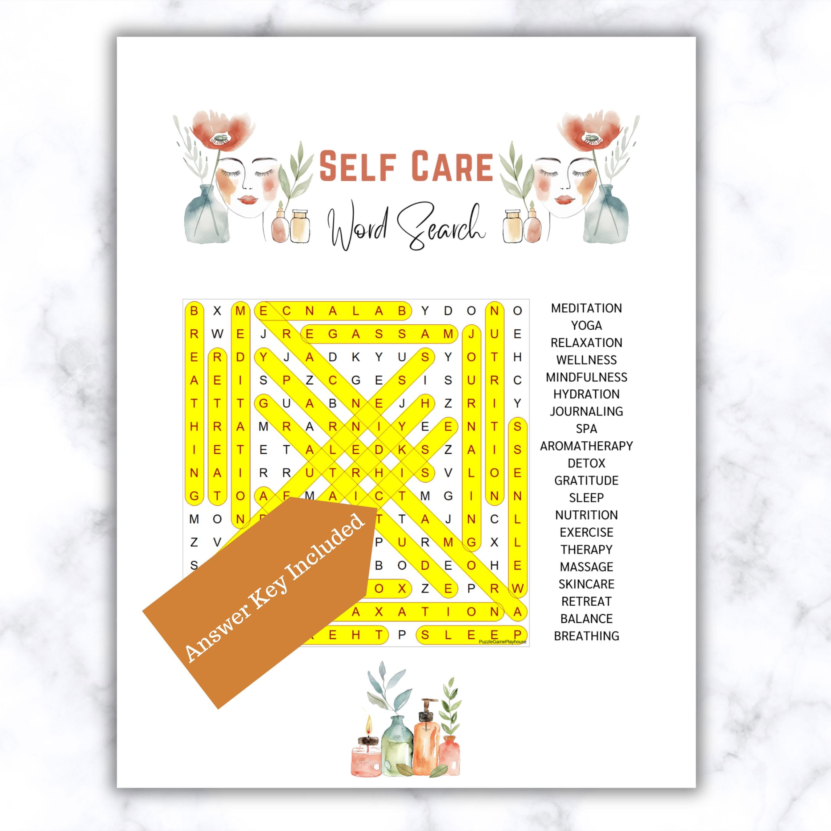Self-care Word Search Puzzle: Wellness Activity (digital Download) - Etsy