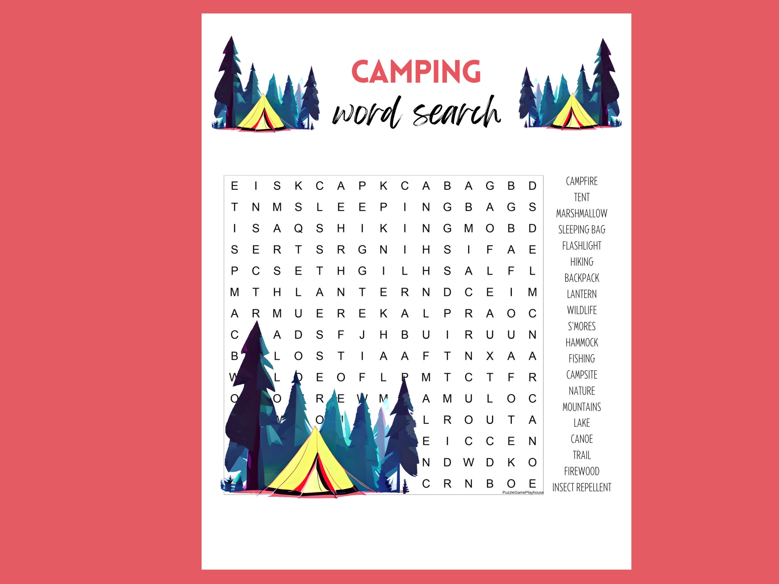 Fun Camping Word Search Puzzle - Engaging Outdoor Activity Printable ...