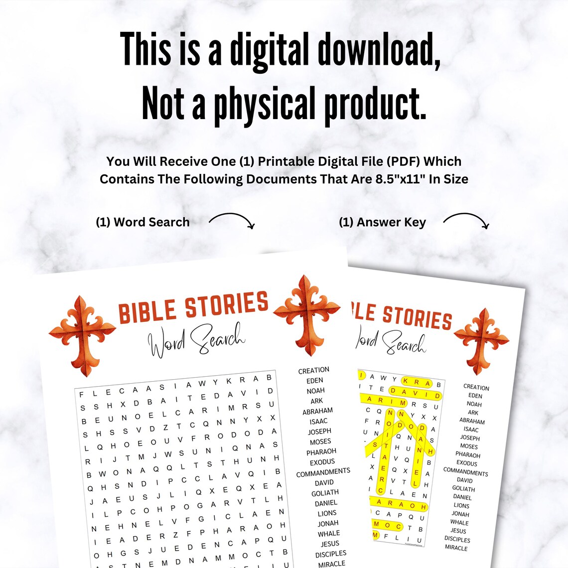 Bible Stories Word Search Puzzle: Sunday School Christian Game (PDF ...