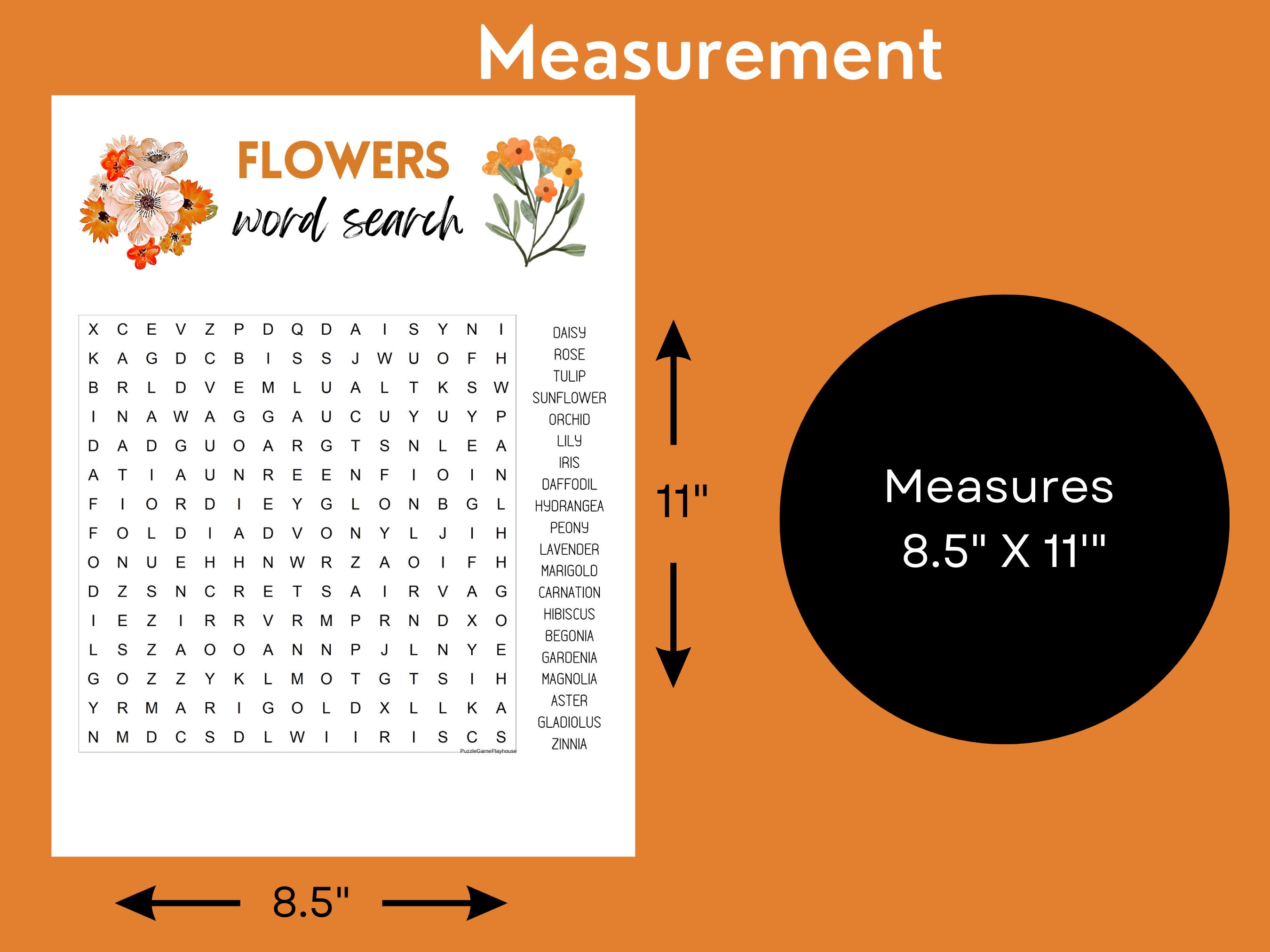Floral Word Search Puzzle: Printable Flower Game (PDF) - Etsy