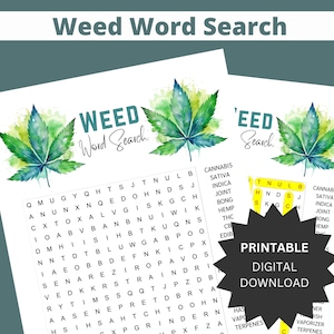 Weed Word Search Puzzle, Marijuana Stoners Game (PDF) - Etsy