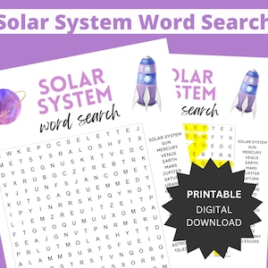 Solar System Puzzle Word Search Puzzle Solar System Unit Study Planet ...