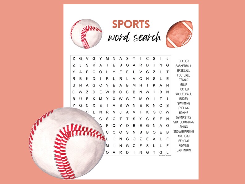 Sports Word Search Puzzle: Printable Game (PDF) - Etsy