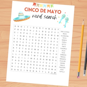 Cinco De Mayo Word Search Puzzle: Mexican Fiesta Game (PDF) - Etsy