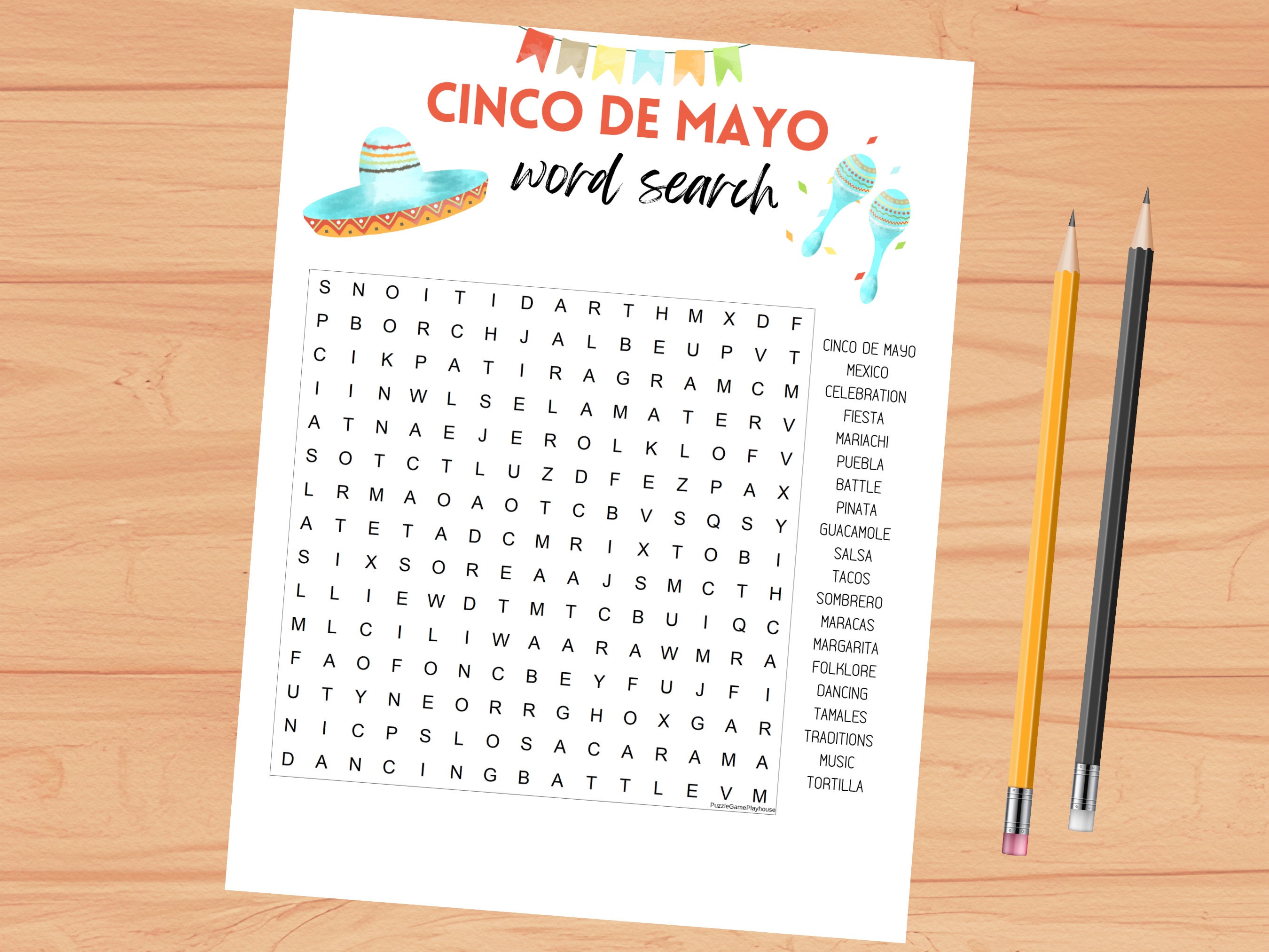 Cinco De Mayo Word Search Puzzle - Mexican Fiesta Printable Party Game ...