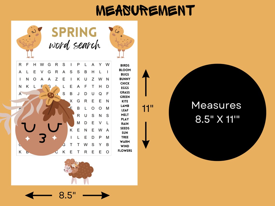 Spring Word Search for Kids Fun Engaging Printable Puzzle - Etsy