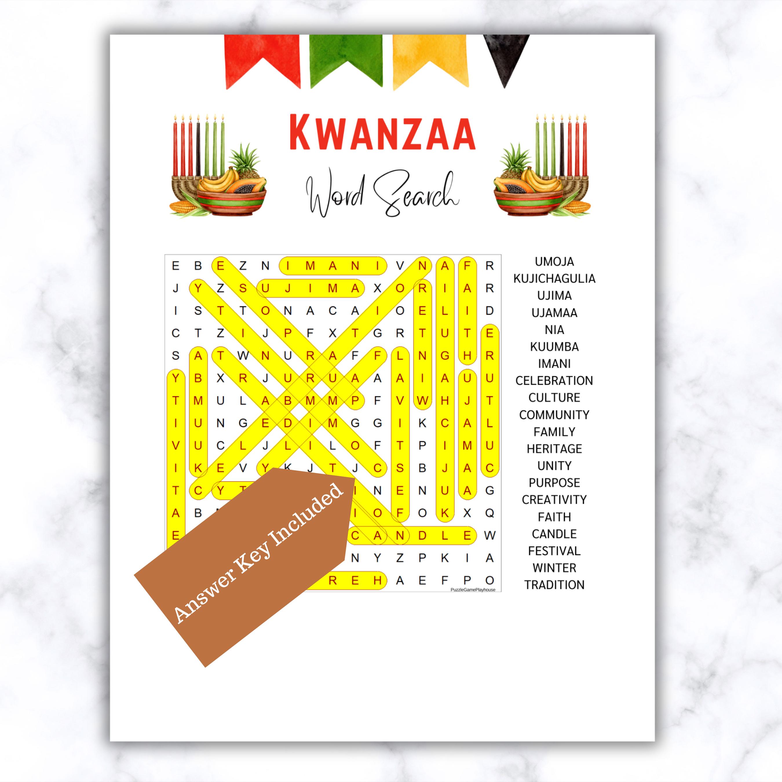 Kwanzaa Word Search Puzzle: African Culture Activity (PDF Download) - Etsy