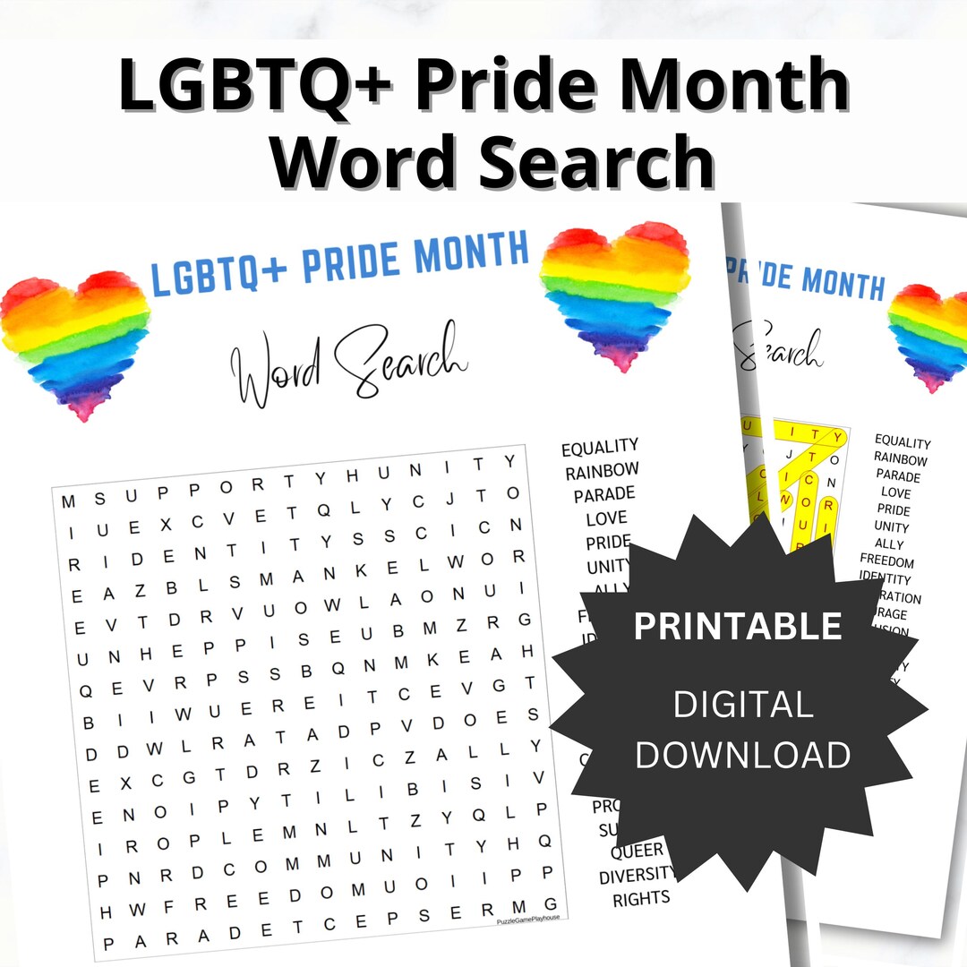 Pride Month Word Search Puzzle: LGBTQ+ Party Game (PDF Download) - Etsy