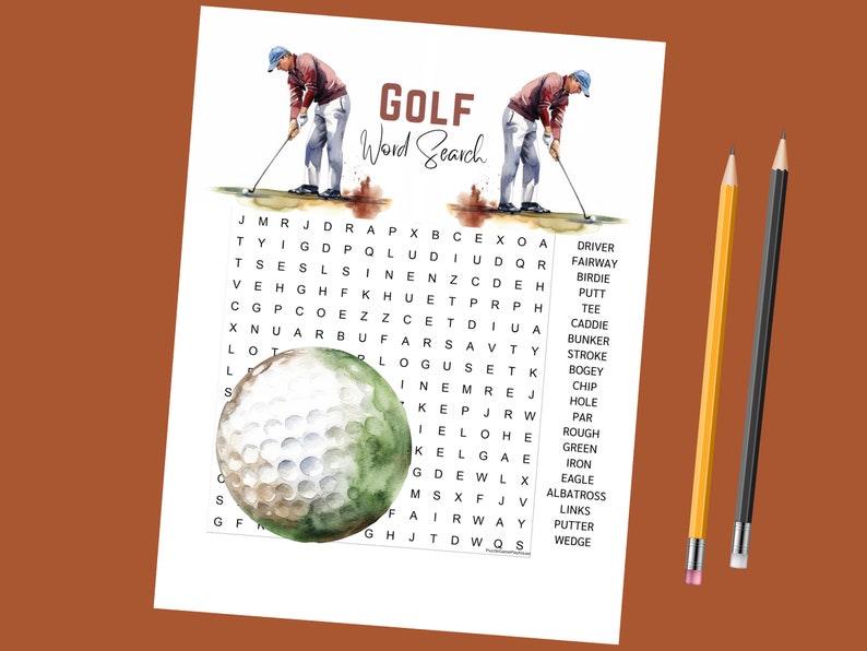 Golf Word Search Puzzle Game I Printable Golf Team Party Games I Golf ...