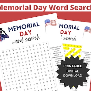 Memorial Day Word Search Puzzle - Engaging Patriotic Activity - Honor ...