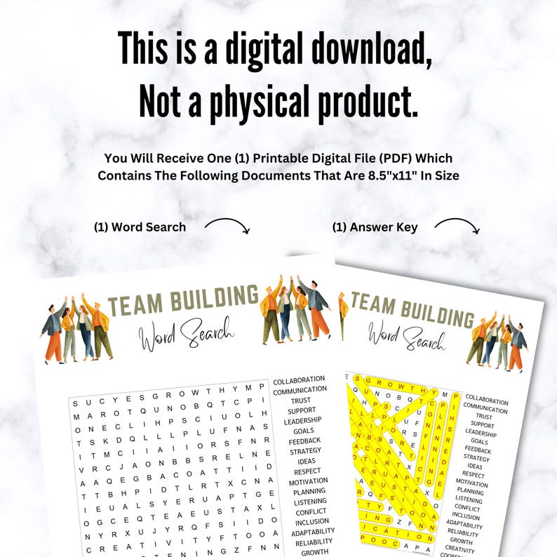 Team Building Word Search Puzzle: Printable Office Activity (PDF) - Etsy