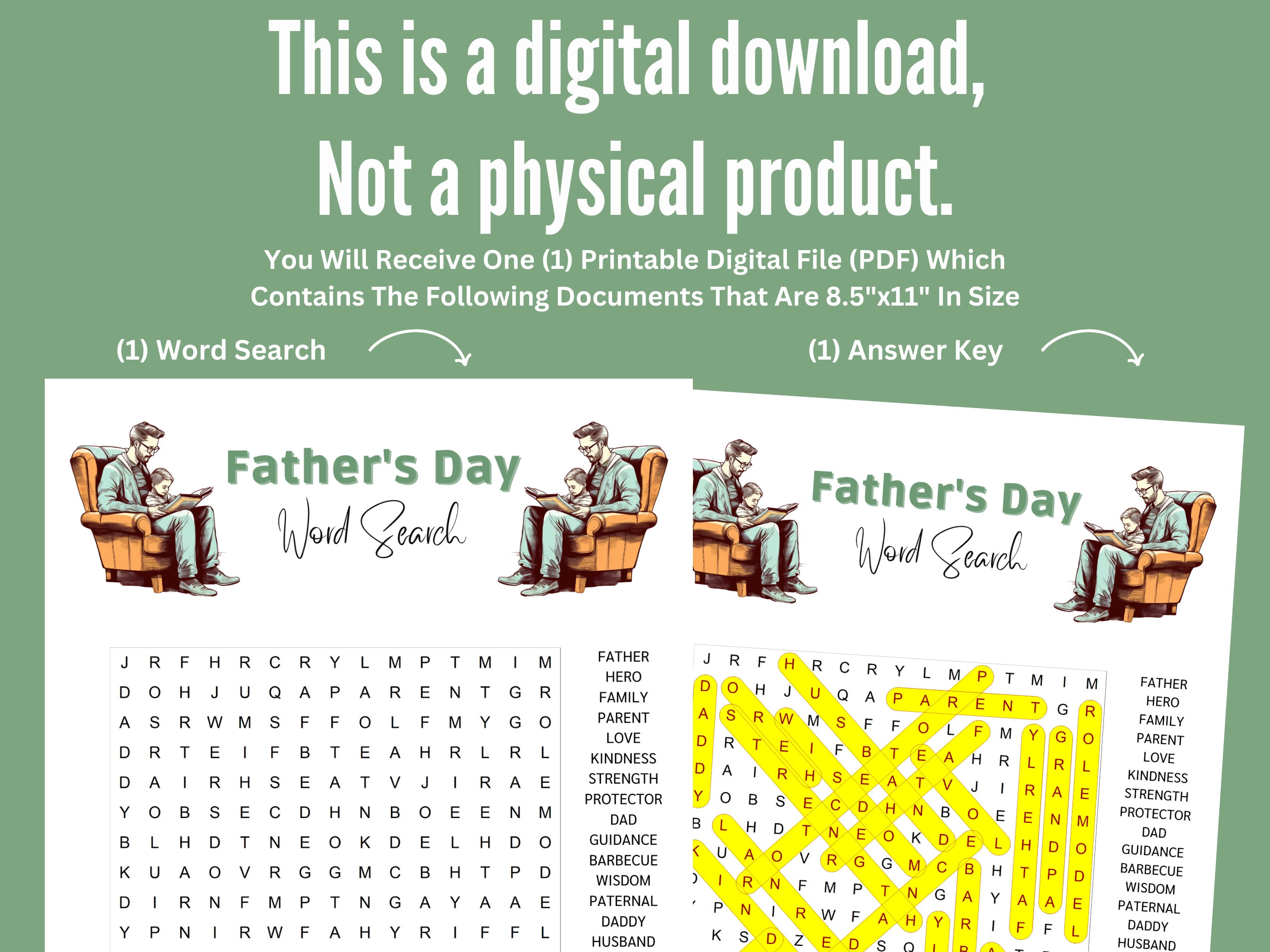Fun Father's Day Printable Word Search Puzzle Unique Father's Day Gift ...