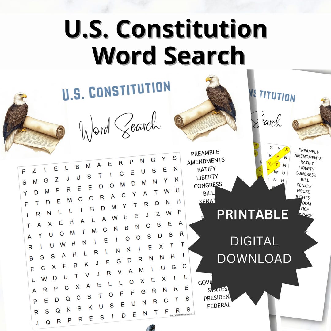 U.S. Constitution Word Search Puzzle | Civic Education Activity ...